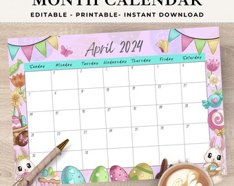 February 2024 Calendar FILLABLE PDF, EDITABLE Calendar Template ...