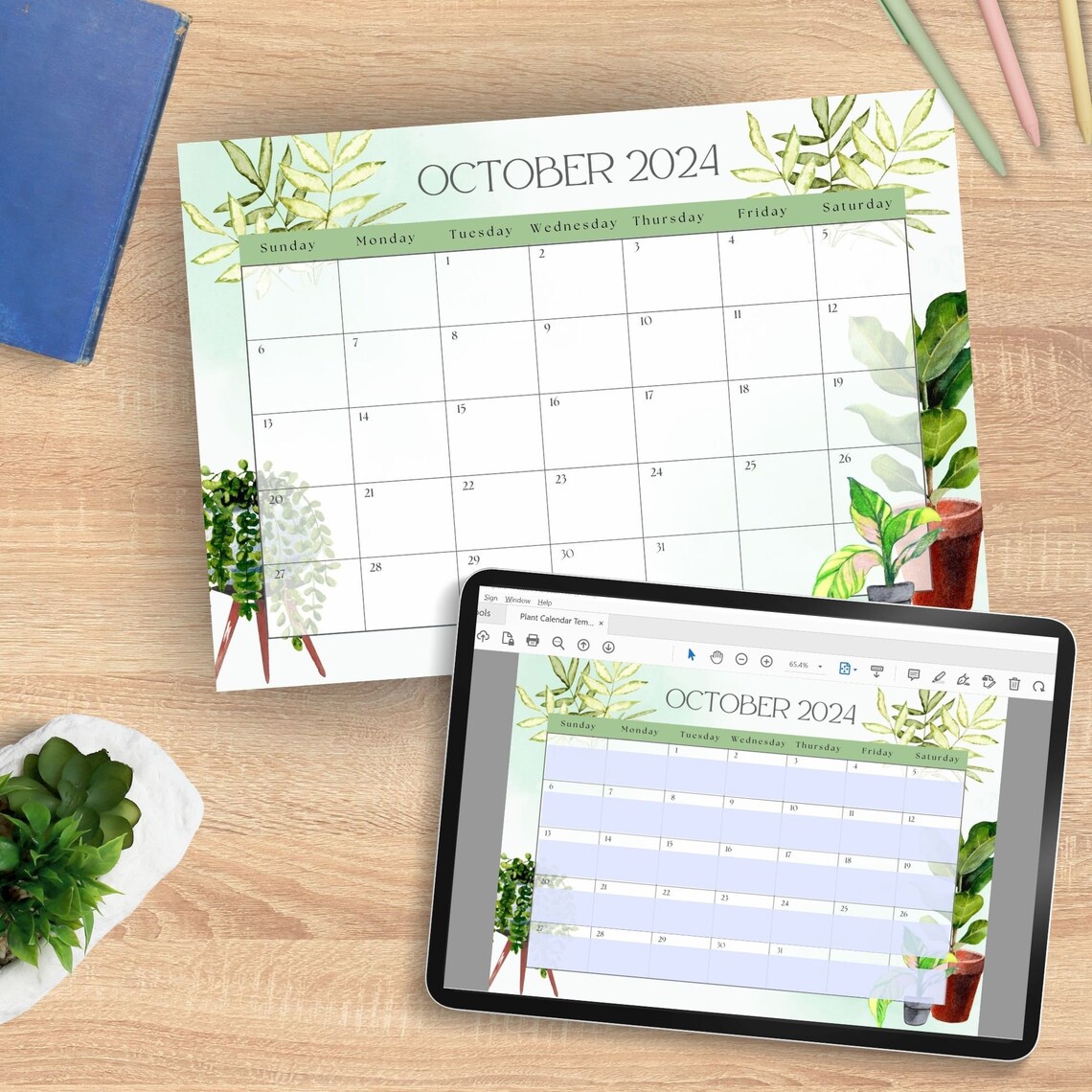 Editable October 2024 Calendar, Digital Monthly Calendar, Printable ...
