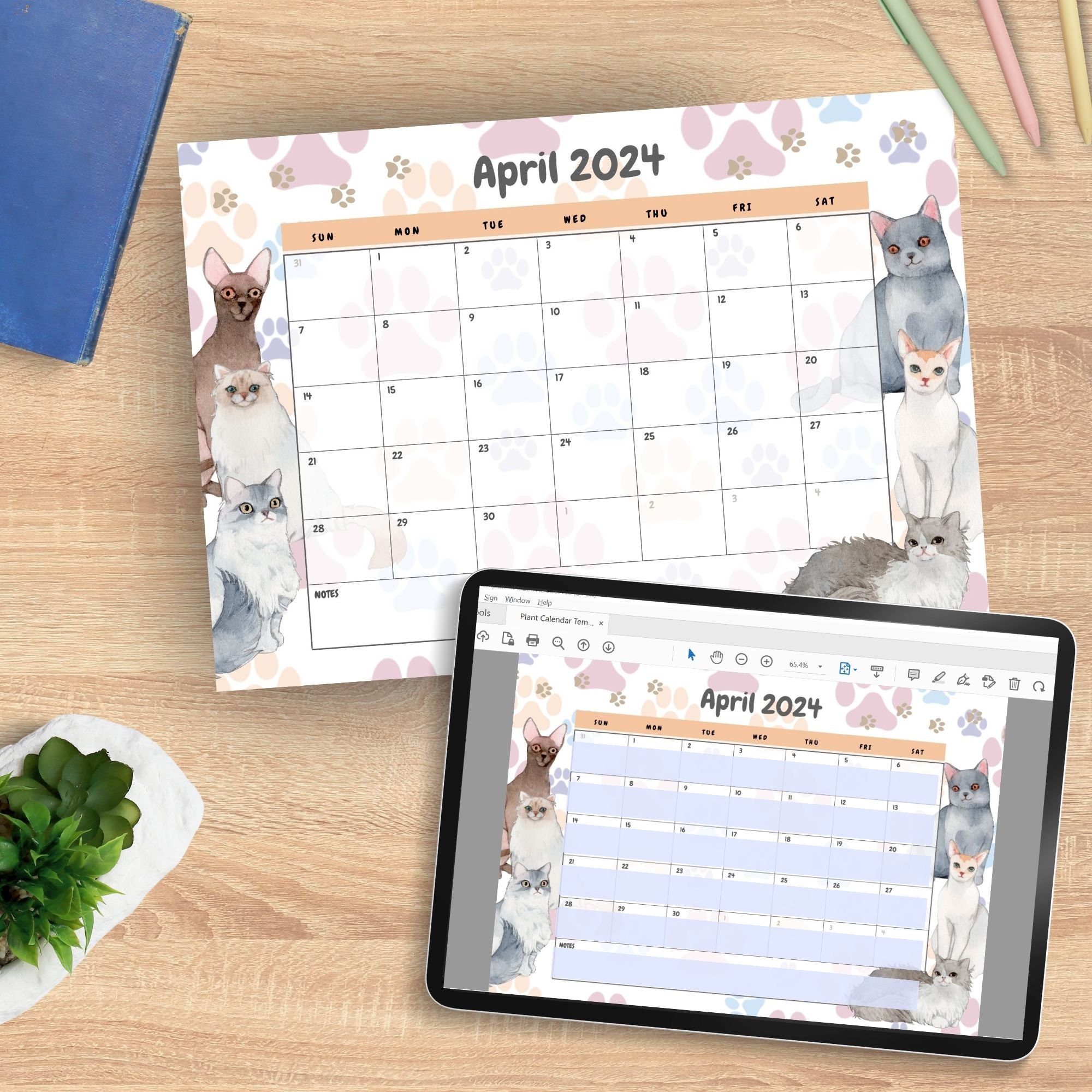 2024 Calendar Printable Editable APRIL, Digital Monthly Planner ...