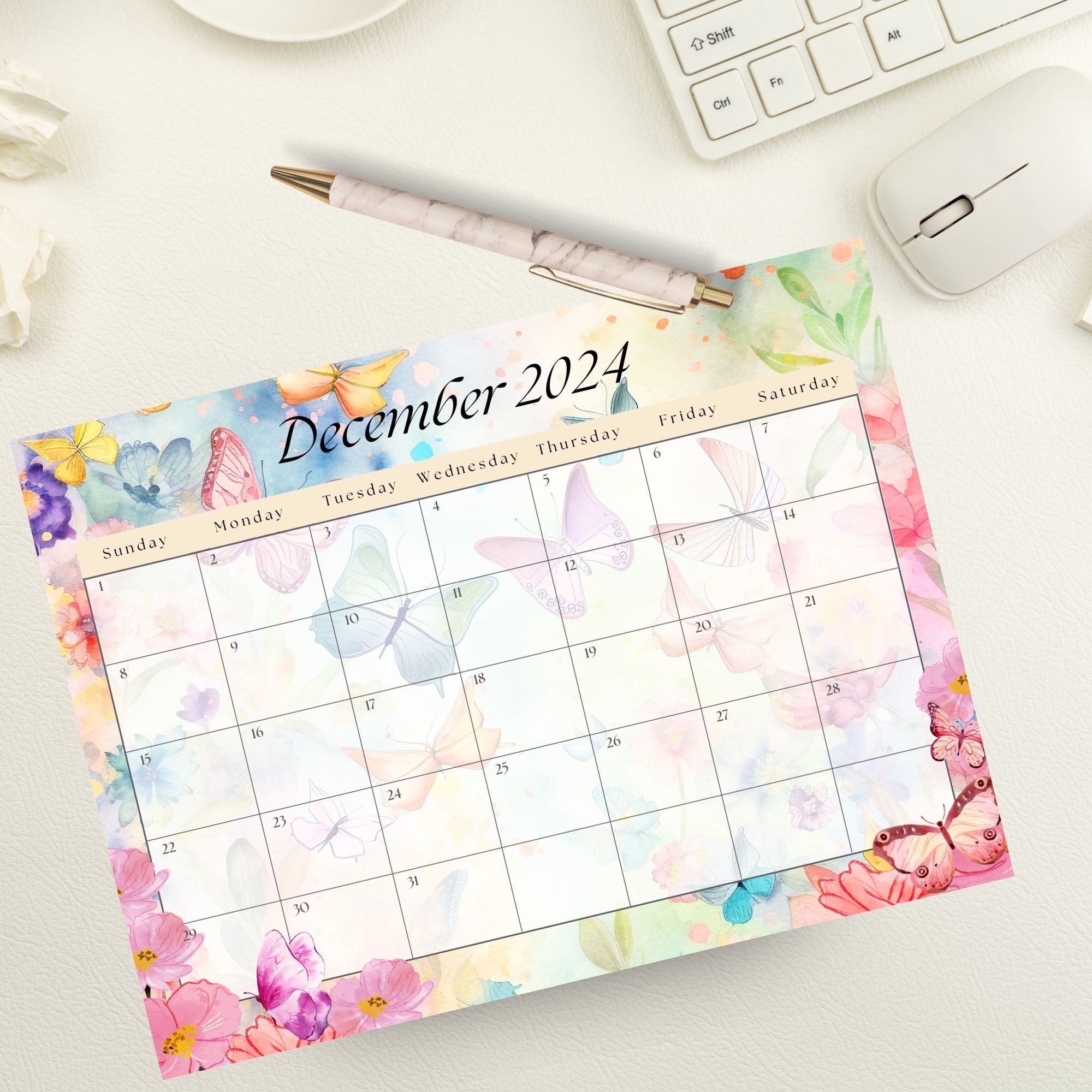 December 2024 Calendar Digital Download PDF, Fillable EDITABLE December ...