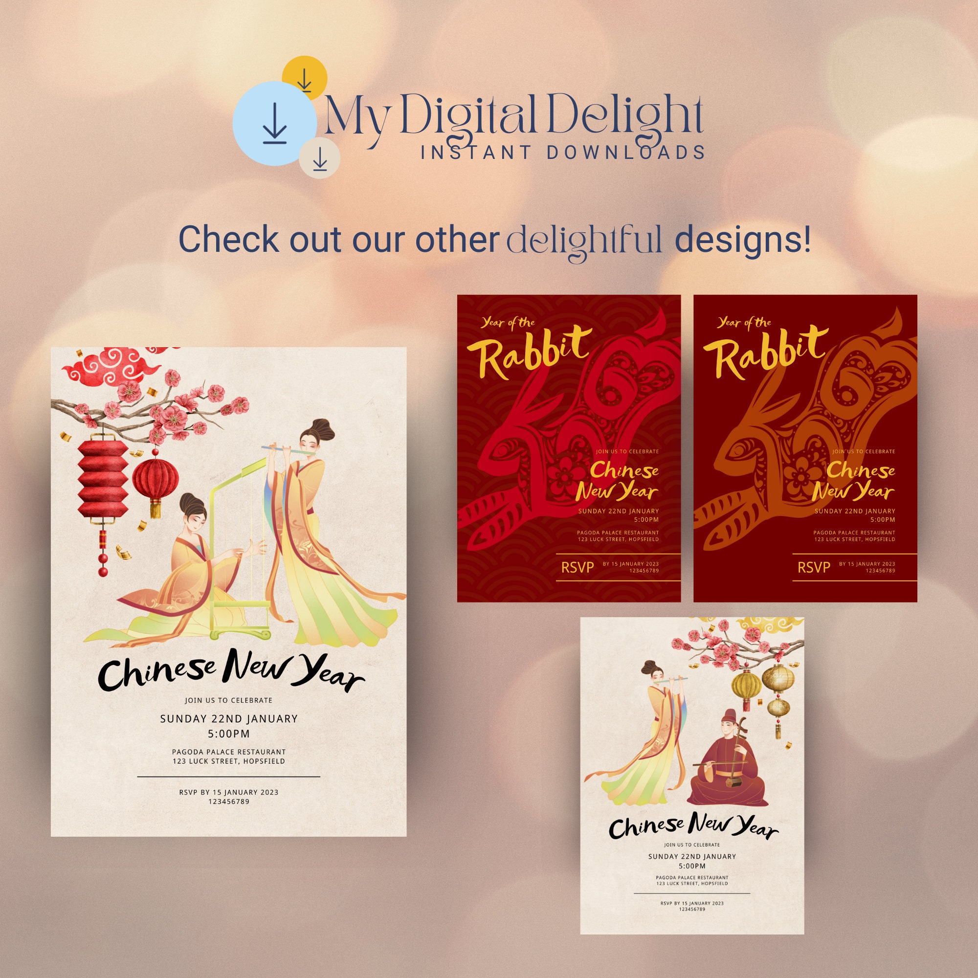 Chinese New Year Invitation, Lunar New Year Invitation, INSTANT ...