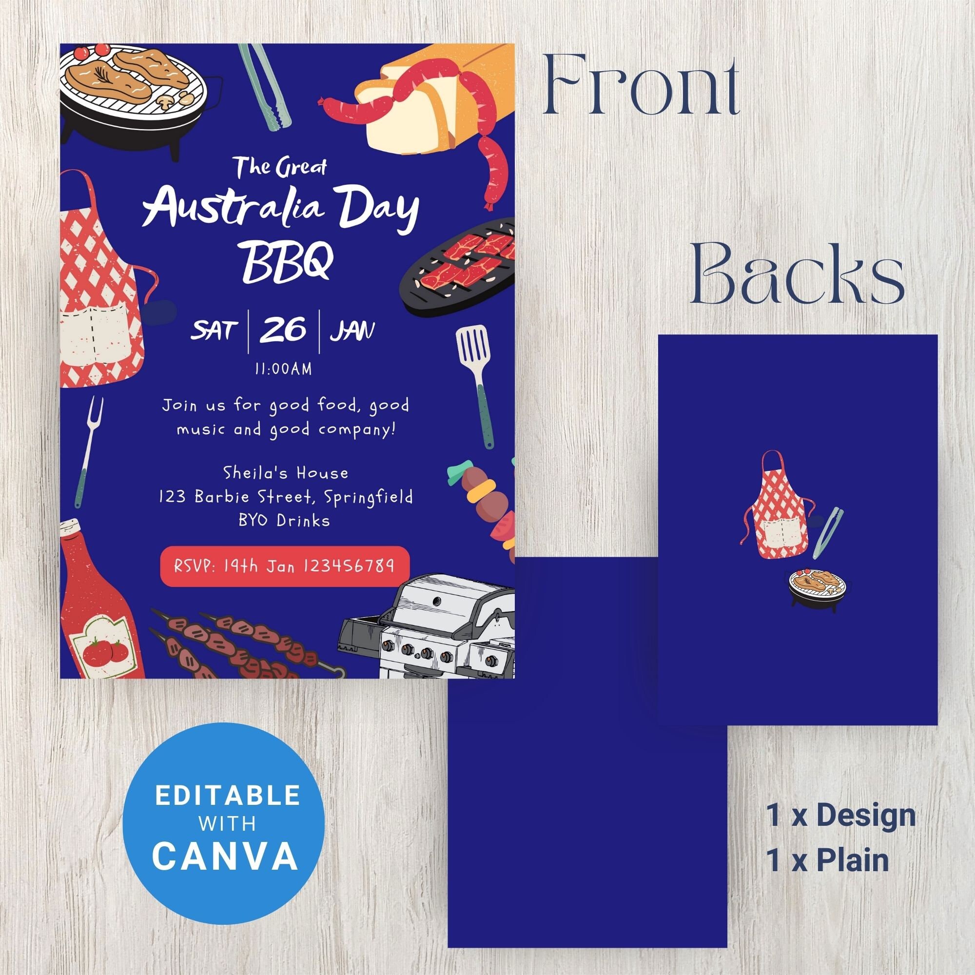 Australia Day Party Invitation, Aussie BBQ Invite, INSTANT Download ...