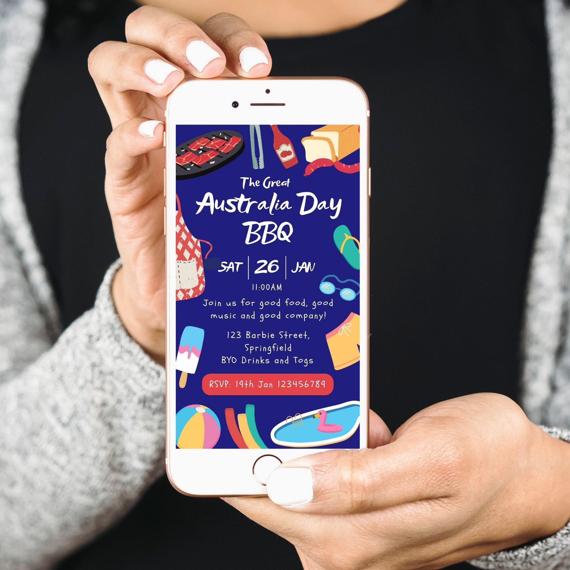 Digital Australia Day BBQ Invitation, Australia Day Evite, Great ...