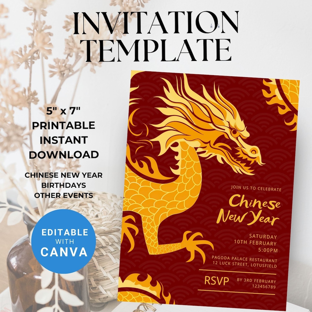 Chinese New Year Invitation, Lunar New Year Invitation, INSTANT ...