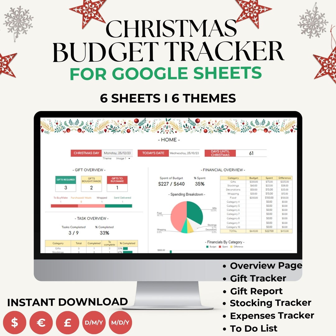 Christmas Budget Google Sheets, Expense Tracker, Gift List Tracker, to ...