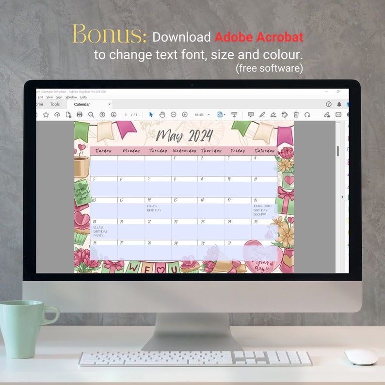 May 2024 Calendar Digital Download PDF, EDITABLE May Calendar Template ...