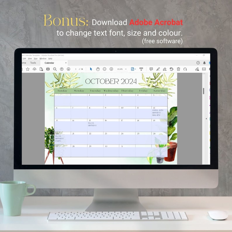 Editable October 2024 Calendar, Digital Monthly Calendar, Printable ...