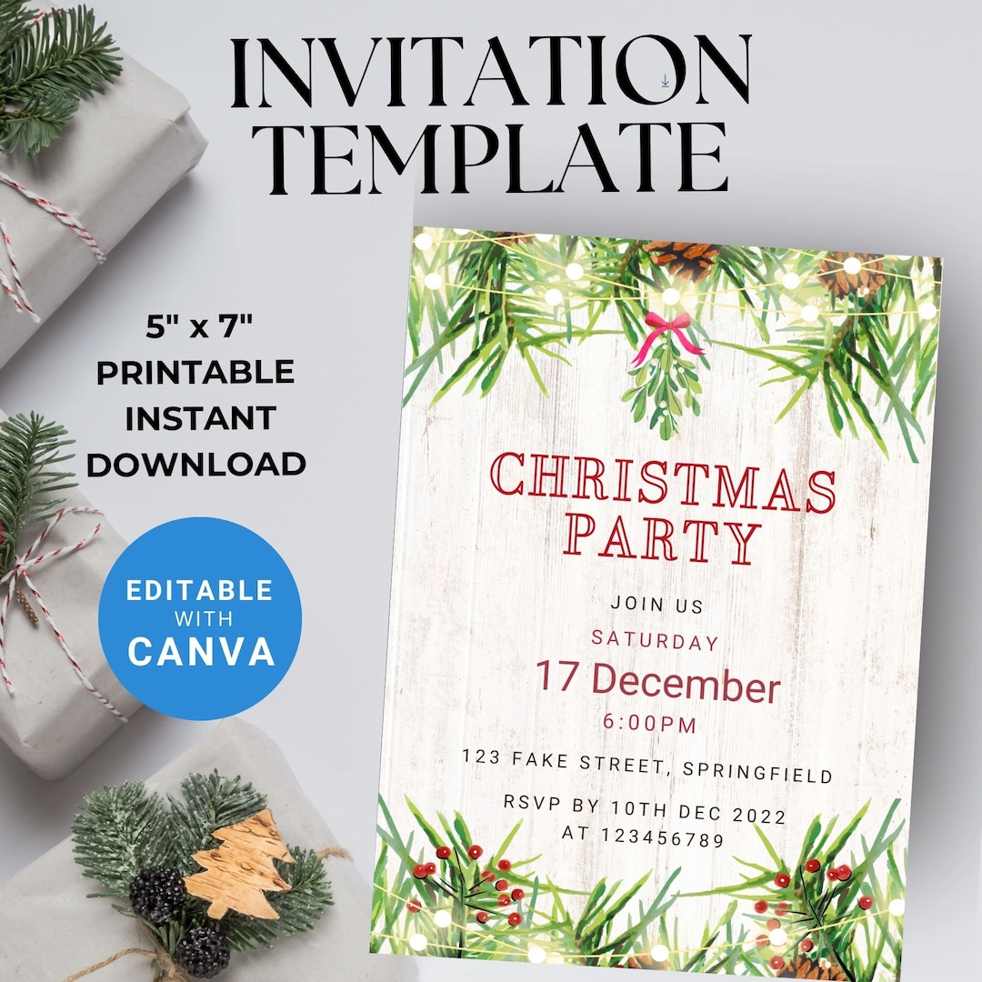 Rustic Christmas Party Invitations, Country Christmas Invitations ...