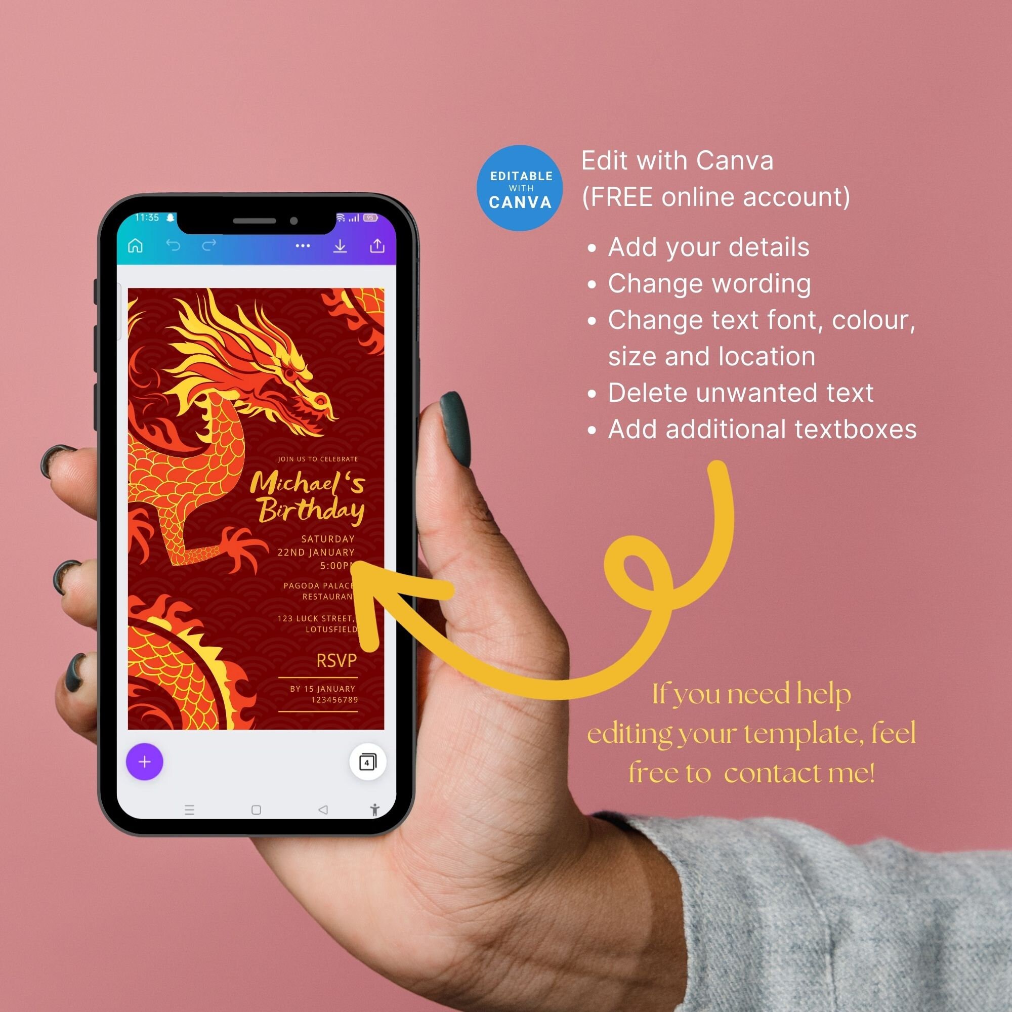 Digital Chinese New Year Invitation, Lunar New Year Invitation Evite ...