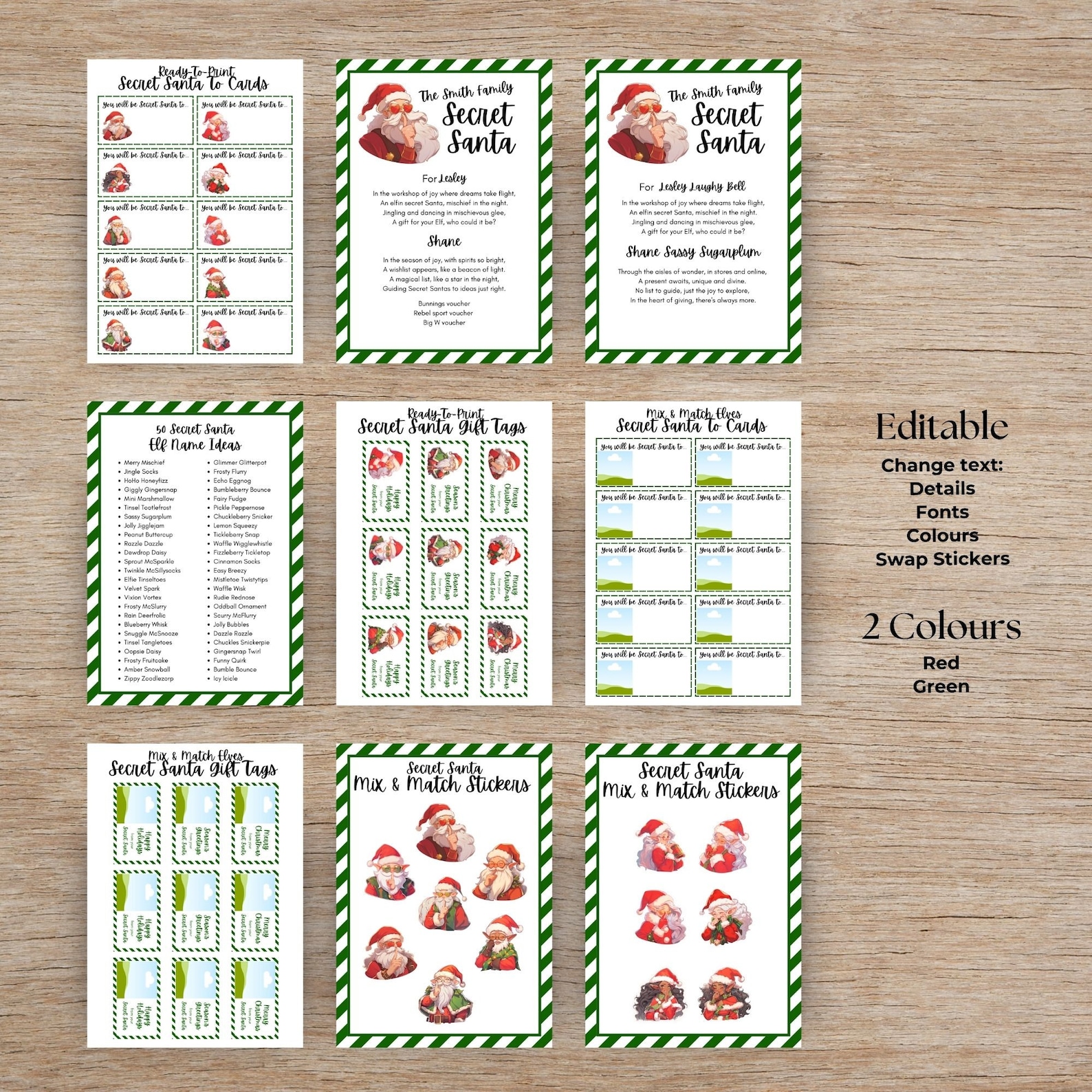 Editable Secret Santa Sheets, Secret Santa Questions Template Printable ...