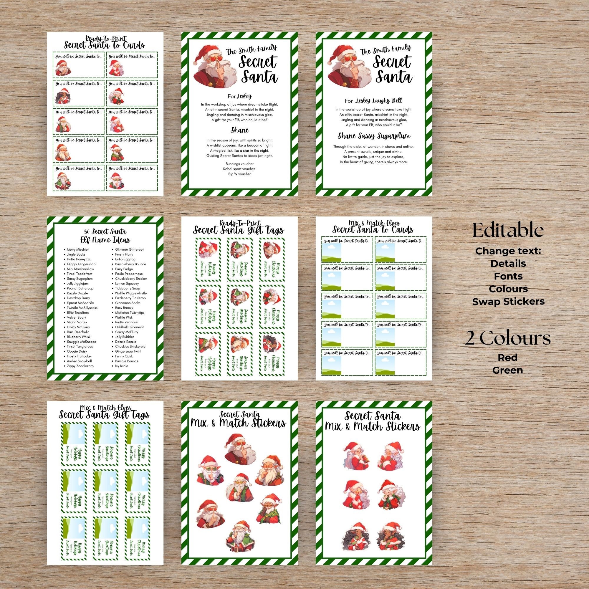 Editable Secret Santa Sheets, Secret Santa Questions Template Printable ...