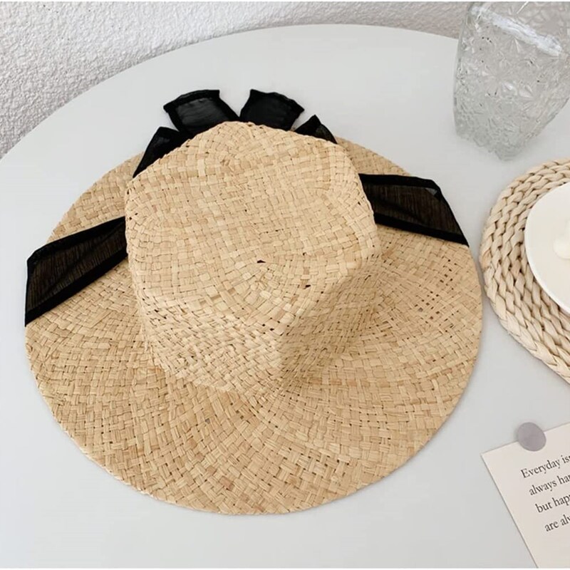 Flat Brim Straw Hat - Etsy