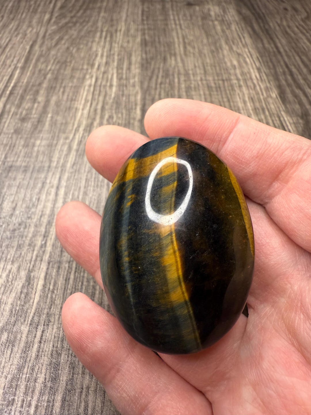 PREMIUM TIGERS EYE Palm Stone! A Mix of Blue and Yellow Tigers Eye ...