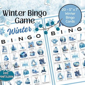 Winter Bingo ~ Bingo Boards, Christmas Bingo, Bingo Cards Winter ...