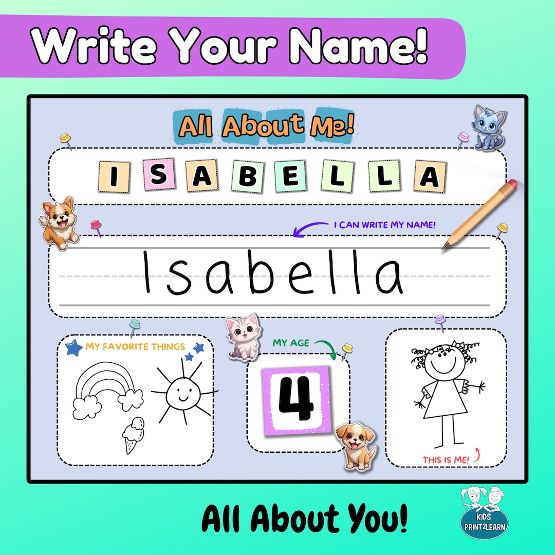 All About Me, Spell My Name, I Can Spell My Name, Name Activity, Prek ...
