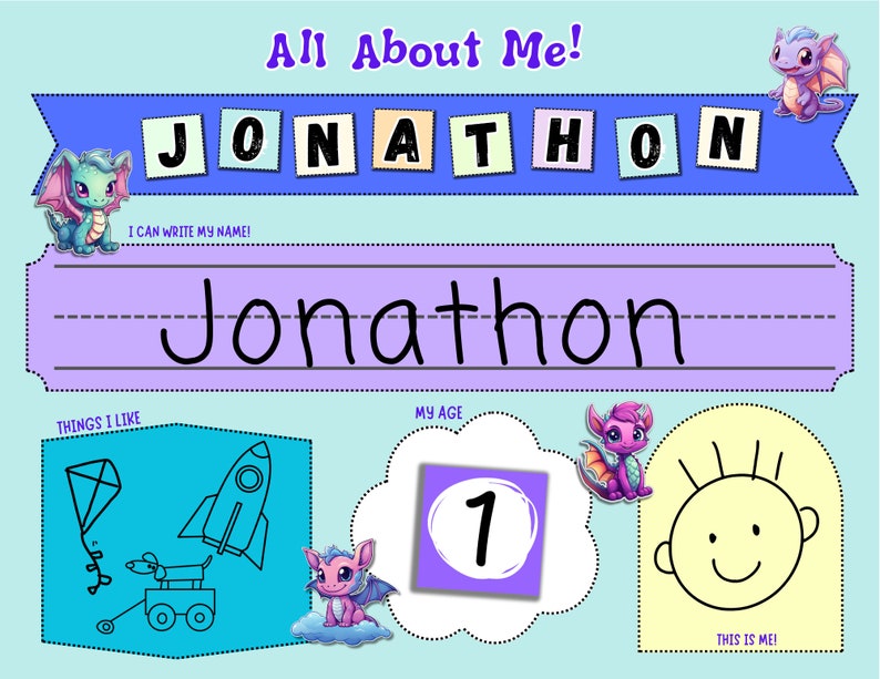 All About Me Spell My Name Dragons, I Can Write My Name, Printable Name ...