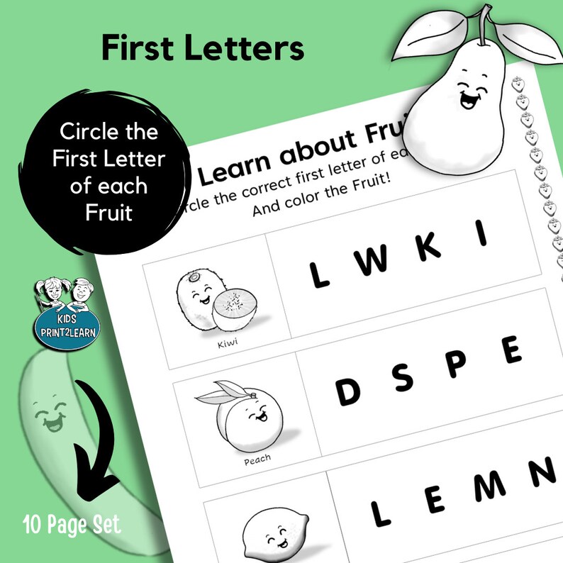 Learn About Fruit ~ Match the Fruit, Fruits Sorting,123 Worksheets ...