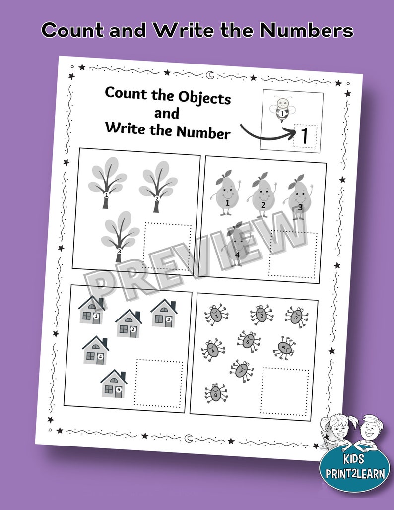 Counting Worksheet Set ~ 1,2,3 Worksheets Homeschool Counting Pages ...