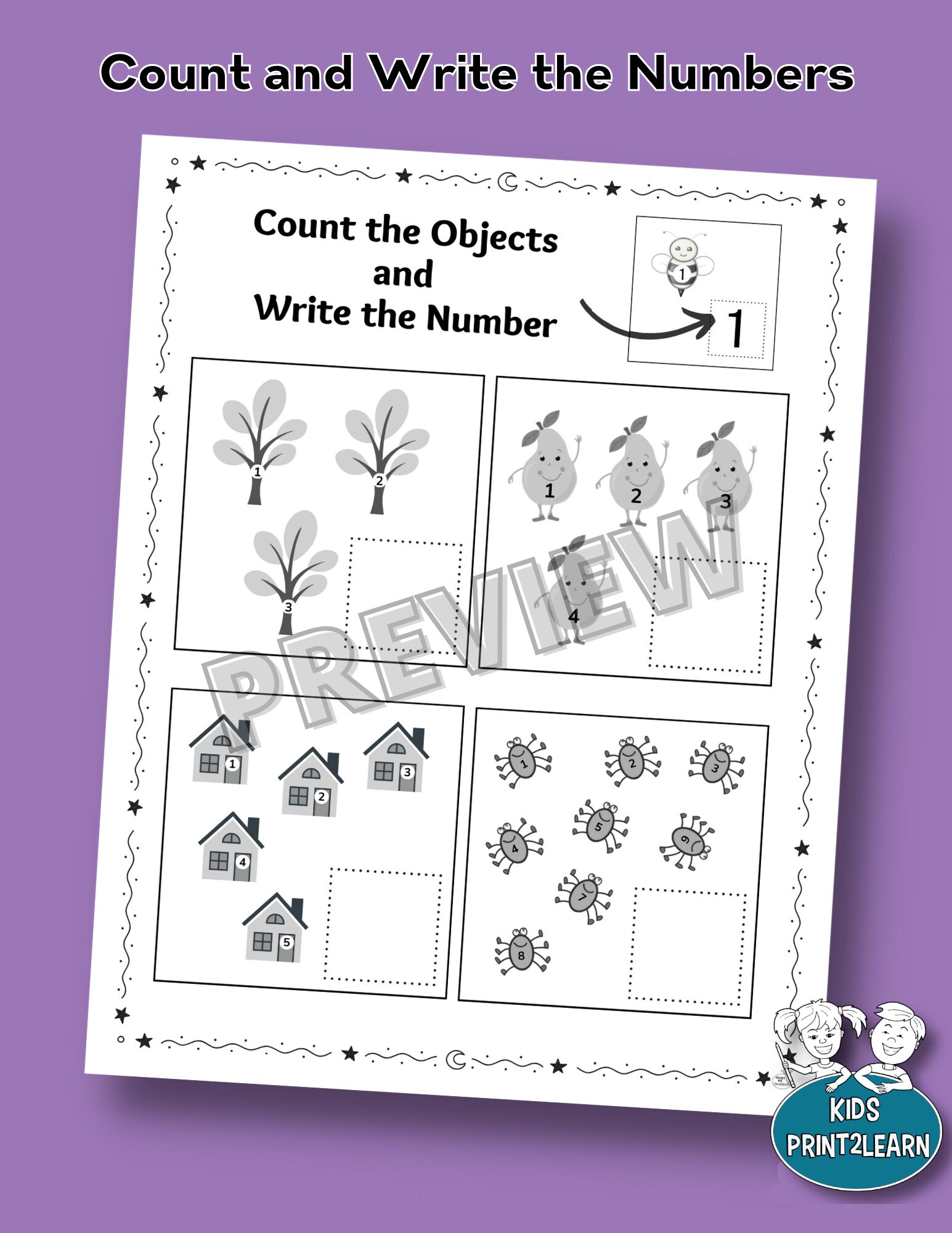 Counting Worksheet Set ~ 1,2,3 Worksheets Homeschool Counting Pages ...