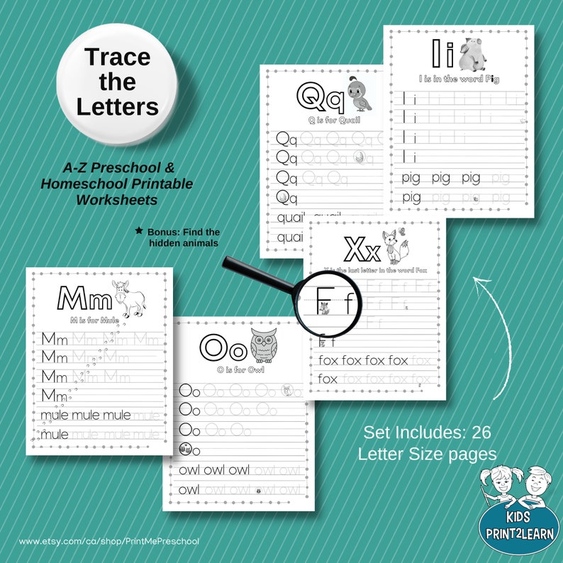 ABC Trace the Letters Worksheets ~ Alphabet Tracing, ABC Phonics ...