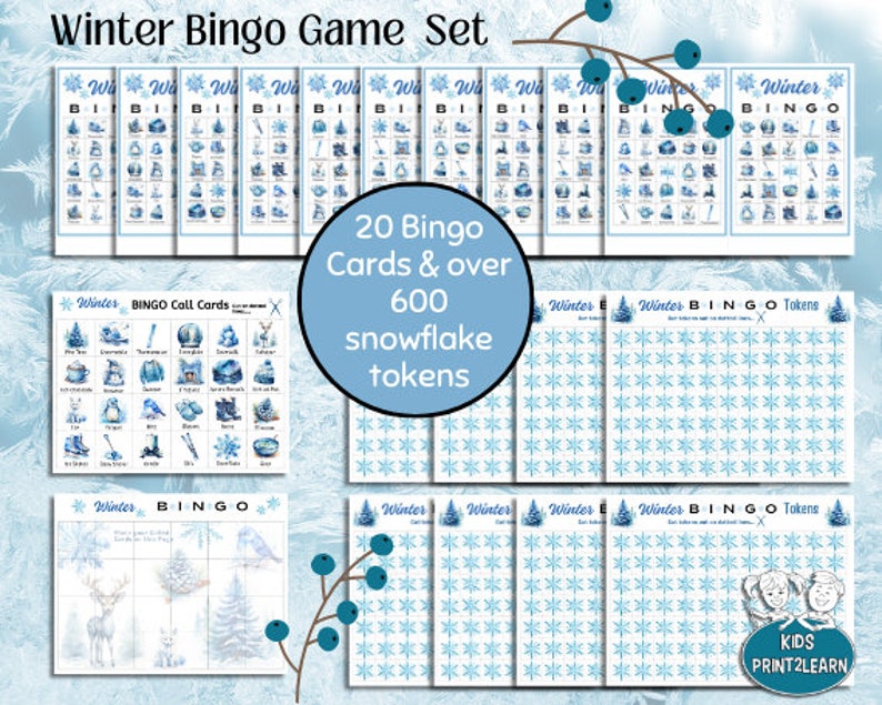 Winter Bingo ~ Bingo Boards, Christmas Bingo, Bingo Cards Winter ...