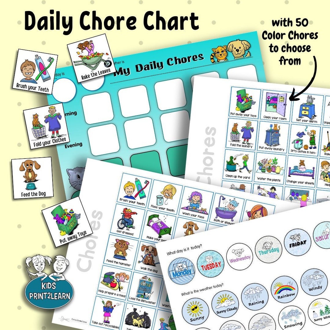 Kids Chore Charts ~ Chore Charts Editable Chore Chart Visual Chore ...