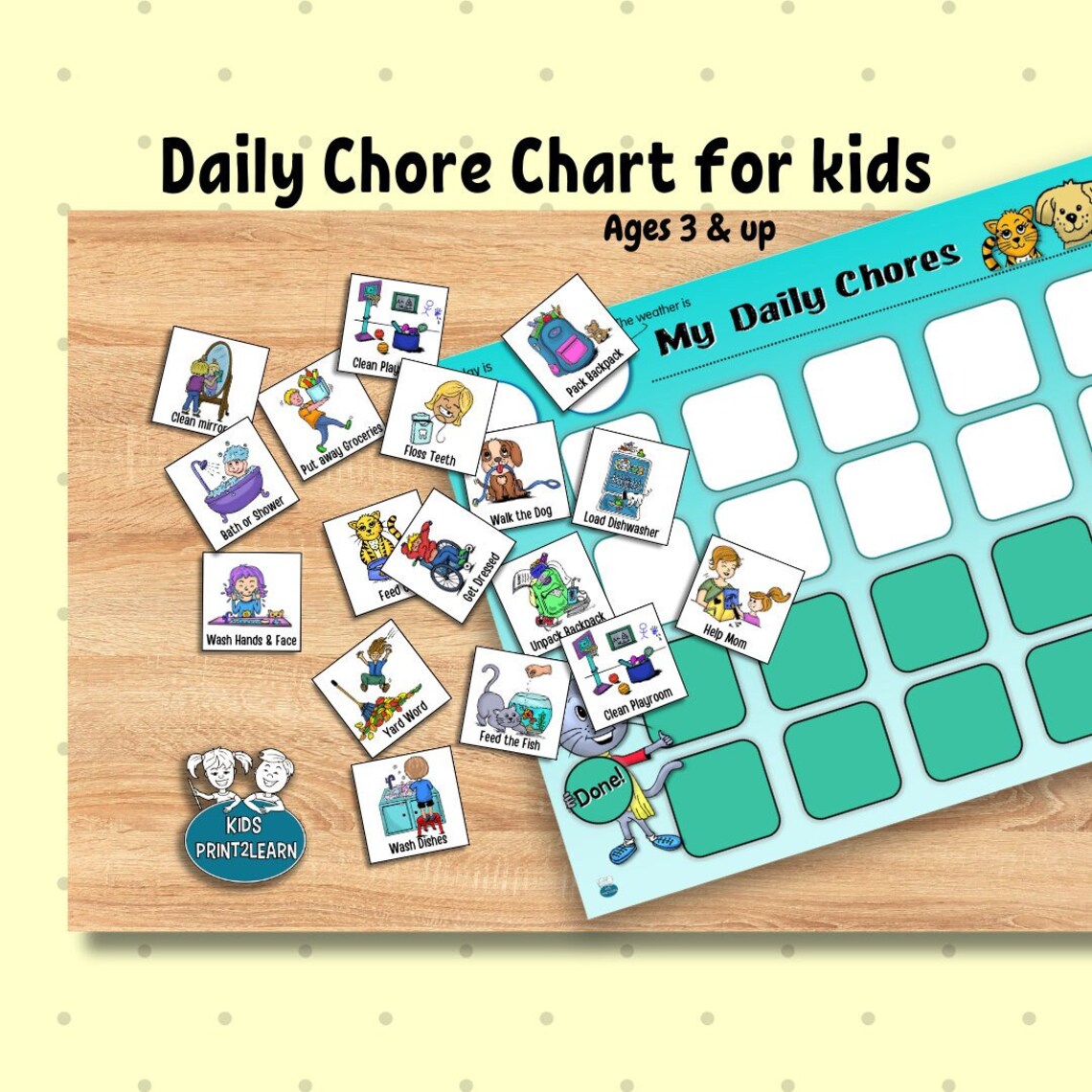 Kids Chore Charts ~ Chore Charts Editable Chore Chart Visual Chore ...