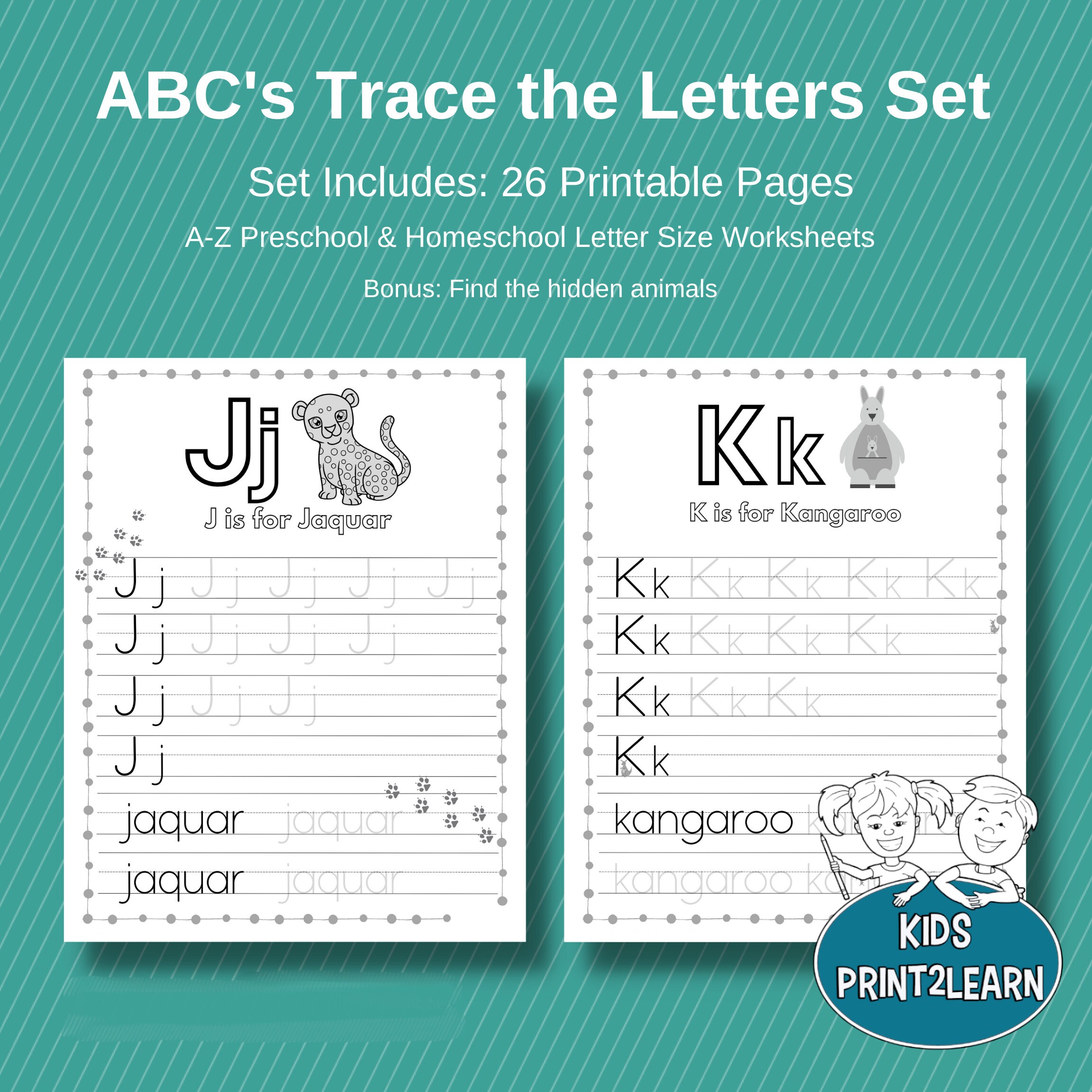 ABC Trace the Letters Worksheets ~ Alphabet Tracing, ABC Phonics ...
