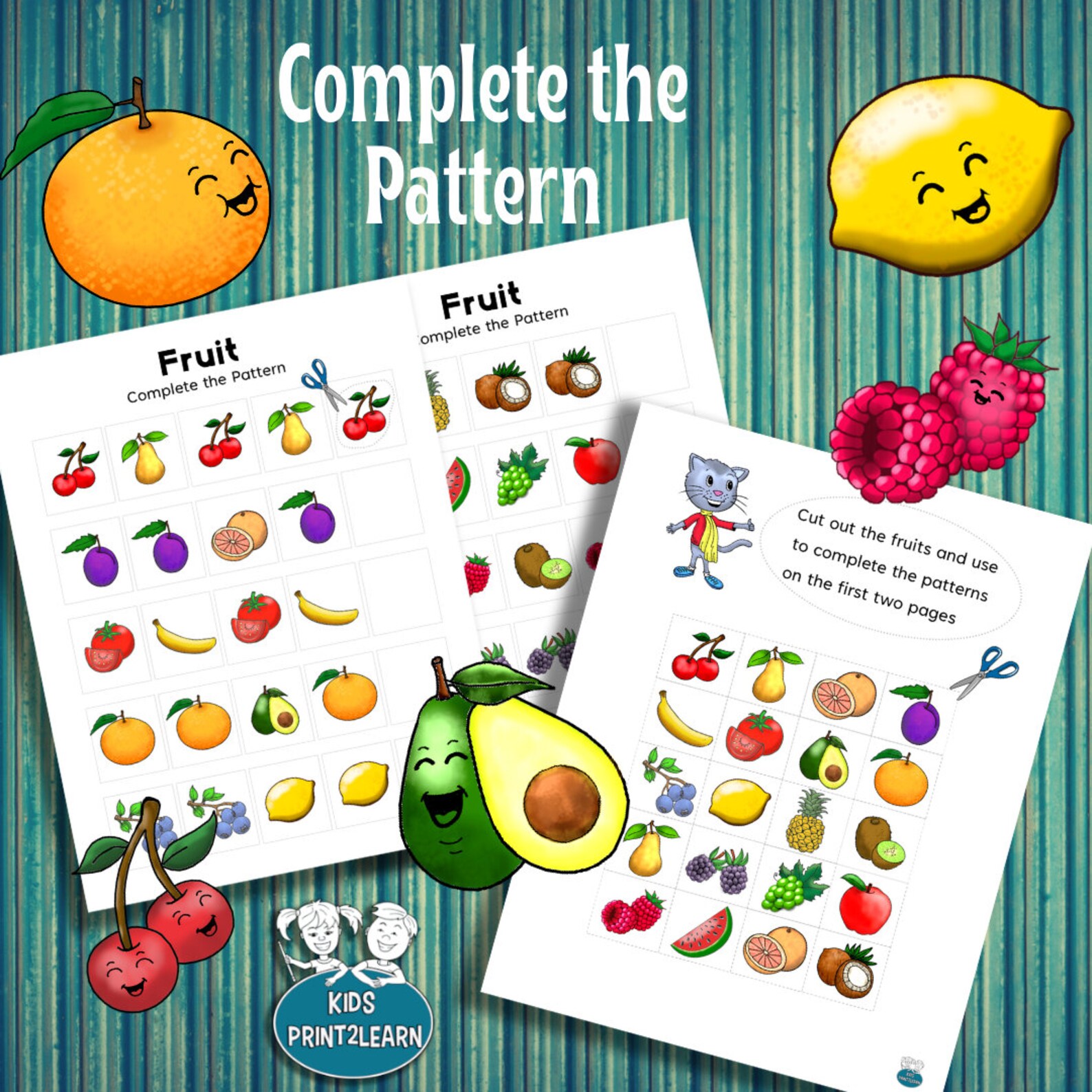 Fruit Worksheet Bundle ~ Fruits Sorting, Writing, 123 Worksheets, Match ...