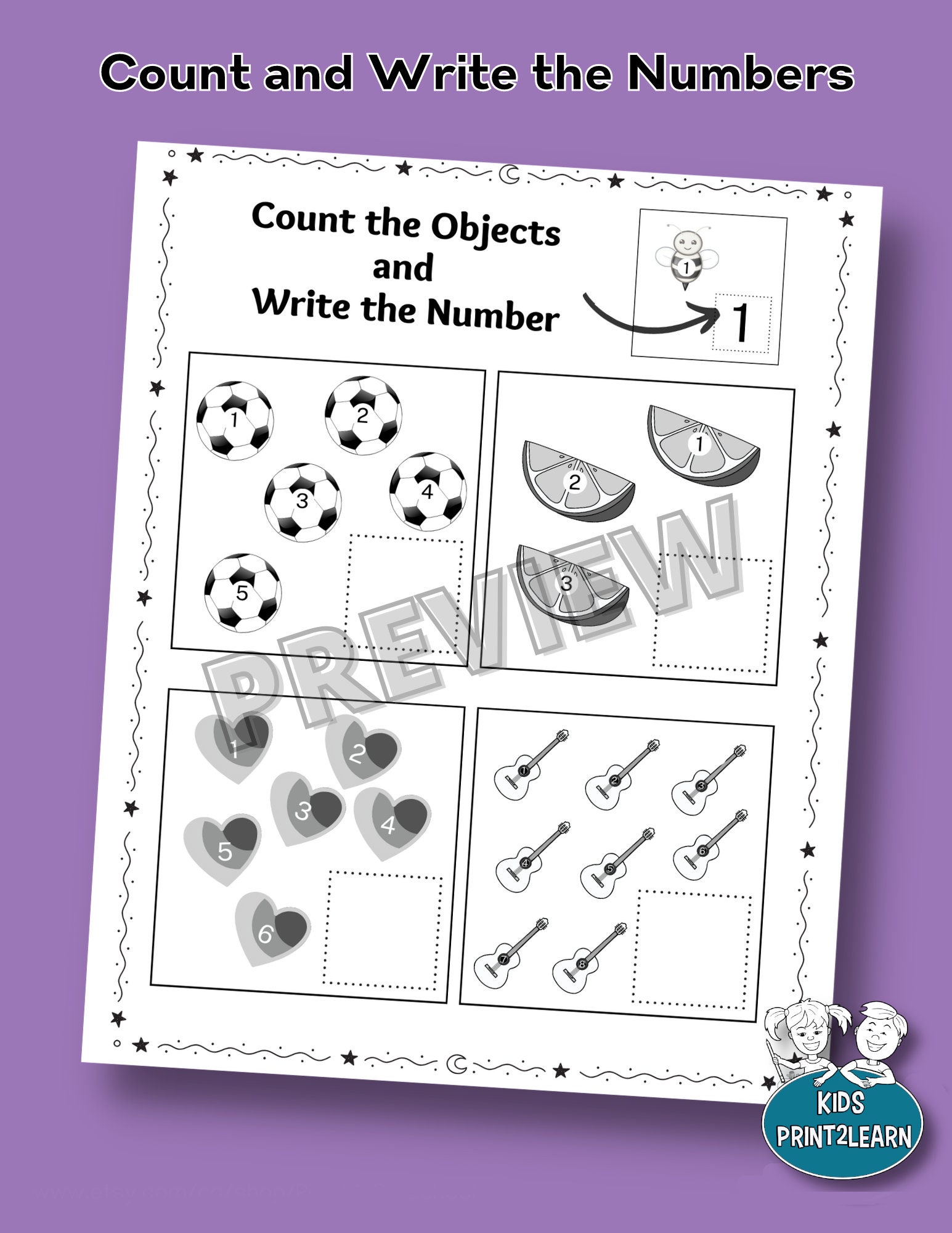 Counting Worksheet Set ~ 1,2,3 Worksheets Homeschool Counting Pages ...