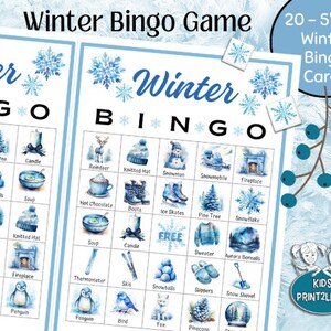 Winter Bingo ~ Bingo Boards, Christmas Bingo, Bingo Cards Winter ...