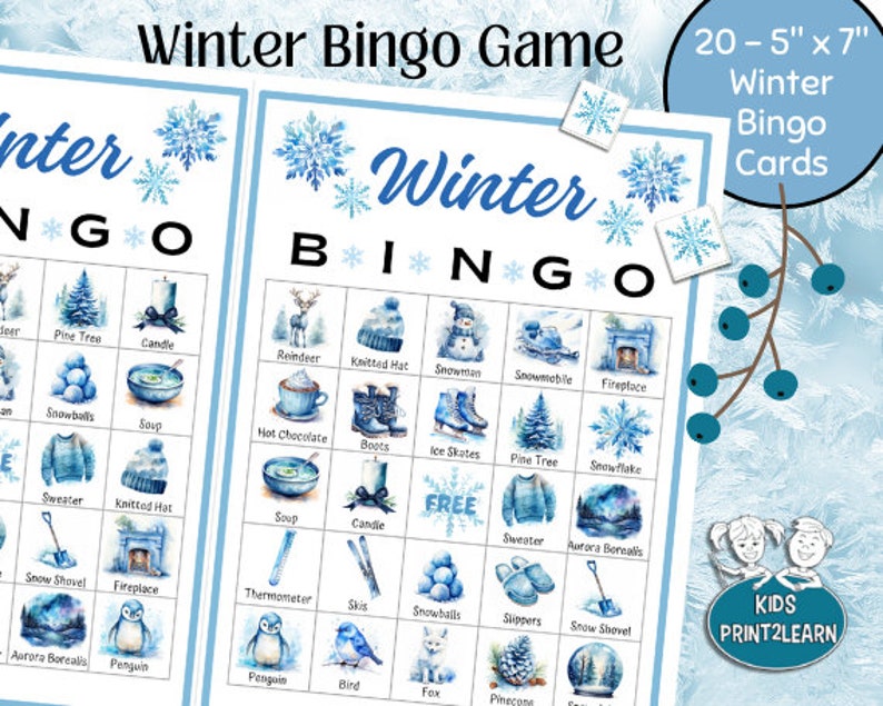 Winter Bingo ~ Bingo Boards, Christmas Bingo, Bingo Cards Winter ...