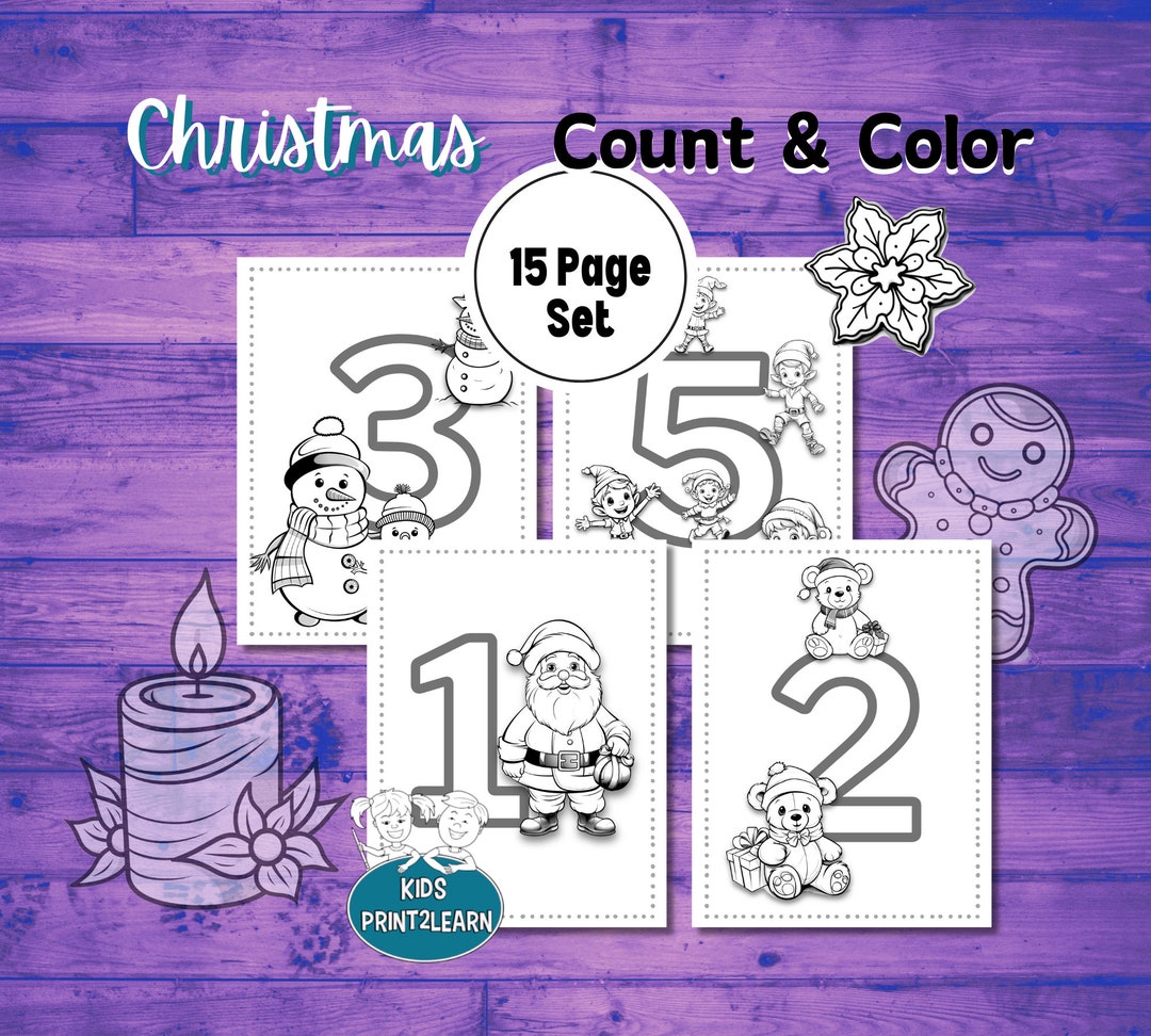 Christmas Count & Color ~ Christmas Coloring, Kids Coloring, Cute ...
