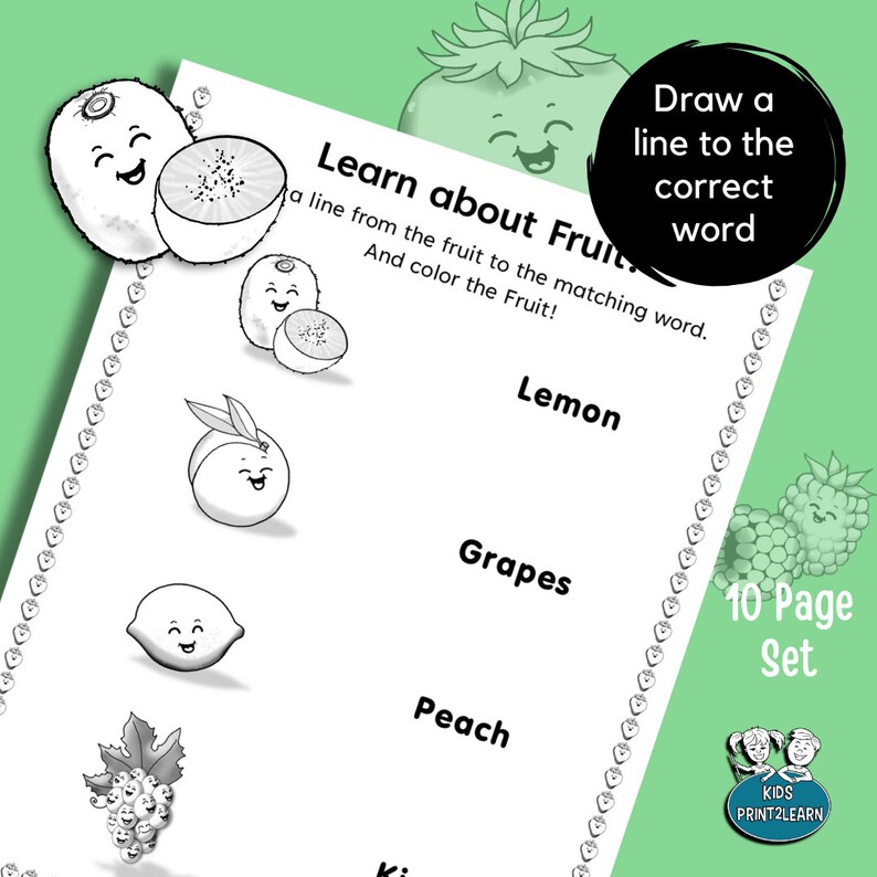 Learn About Fruit ~ Match the Fruit, Fruits Sorting,123 Worksheets ...