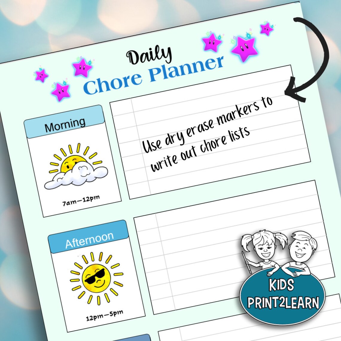 Daily Chore Chart ~ Chore Charts, 1,2,3 Worksheets, Editable Chore ...