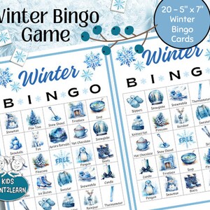 Winter Bingo ~ Bingo Boards, Christmas Bingo, Bingo Cards Winter ...