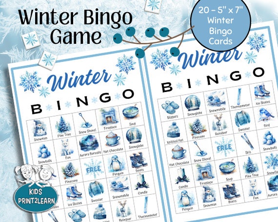 Winter Bingo ~ Bingo Boards, Christmas Bingo, Bingo Cards Winter ...