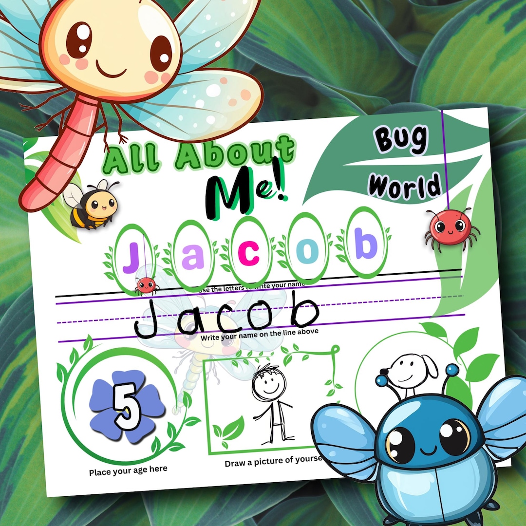 All About Me! - Bug World, I Can Write My Name, Homeschool Activities ...