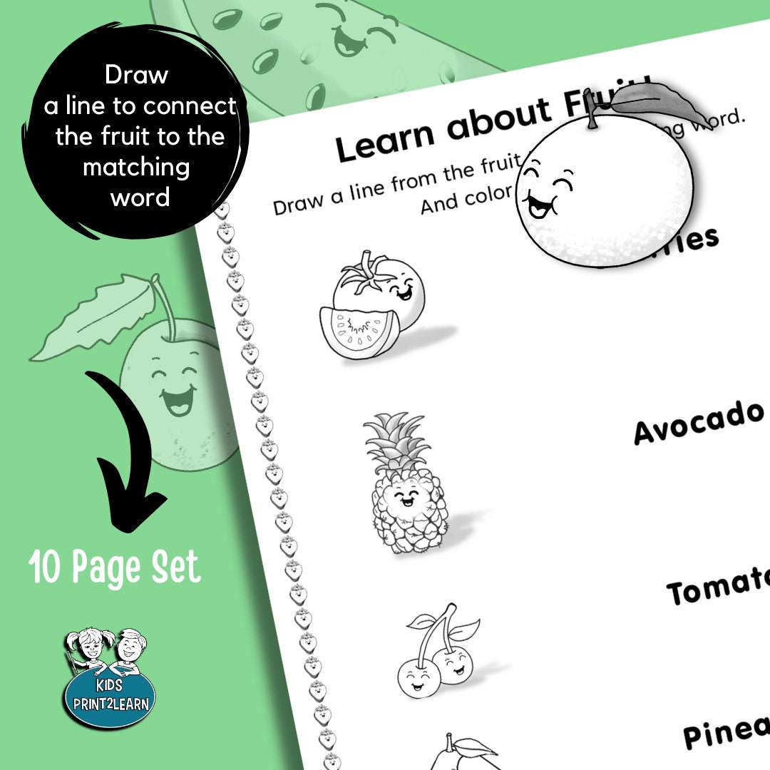 Learn About Fruit ~ Match the Fruit, Fruits Sorting,123 Worksheets ...