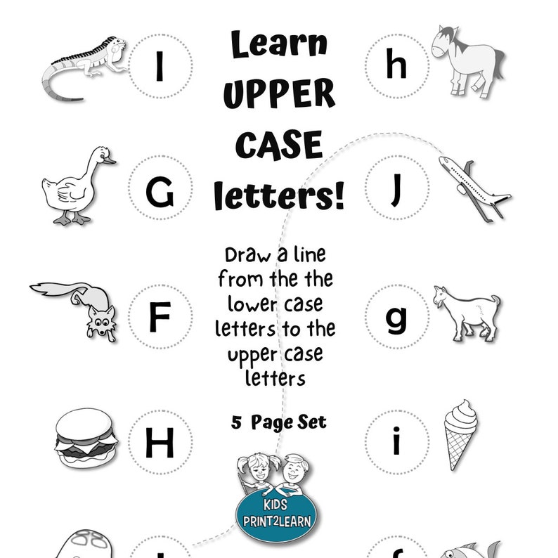 Animal ABC Printable: Uppercase & Lowercase Matching Worksheet (PDF ...