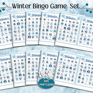 Winter Bingo ~ Bingo Boards, Christmas Bingo, Bingo Cards Winter ...