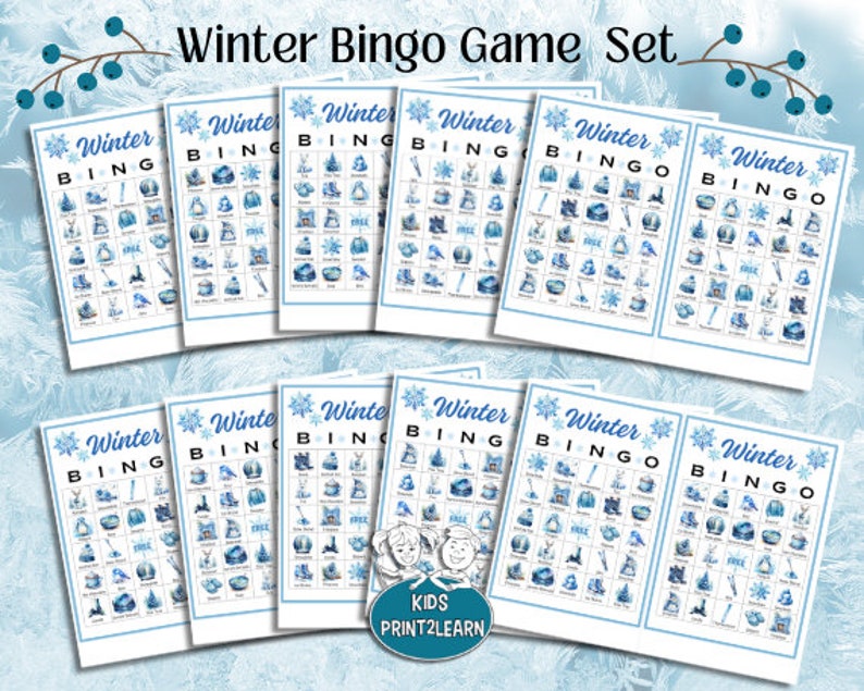 Winter Bingo ~ Bingo Boards, Christmas Bingo, Bingo Cards Winter ...