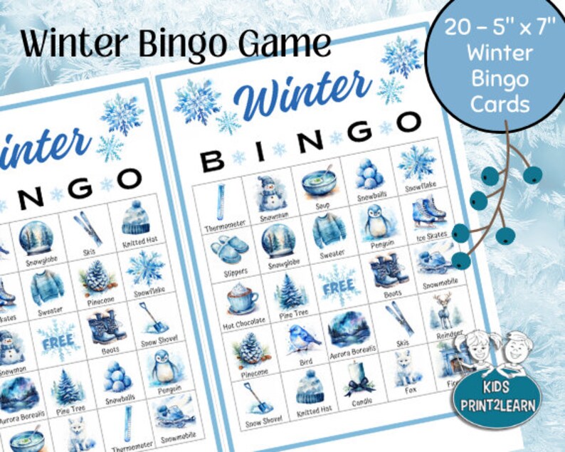 Winter Bingo ~ Bingo Boards, Christmas Bingo, Bingo Cards Winter ...