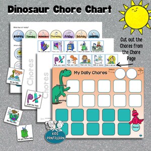 Chore Charts ~ Dinosaur // Editable Chore Visual Chore Chart Kids Chore ...