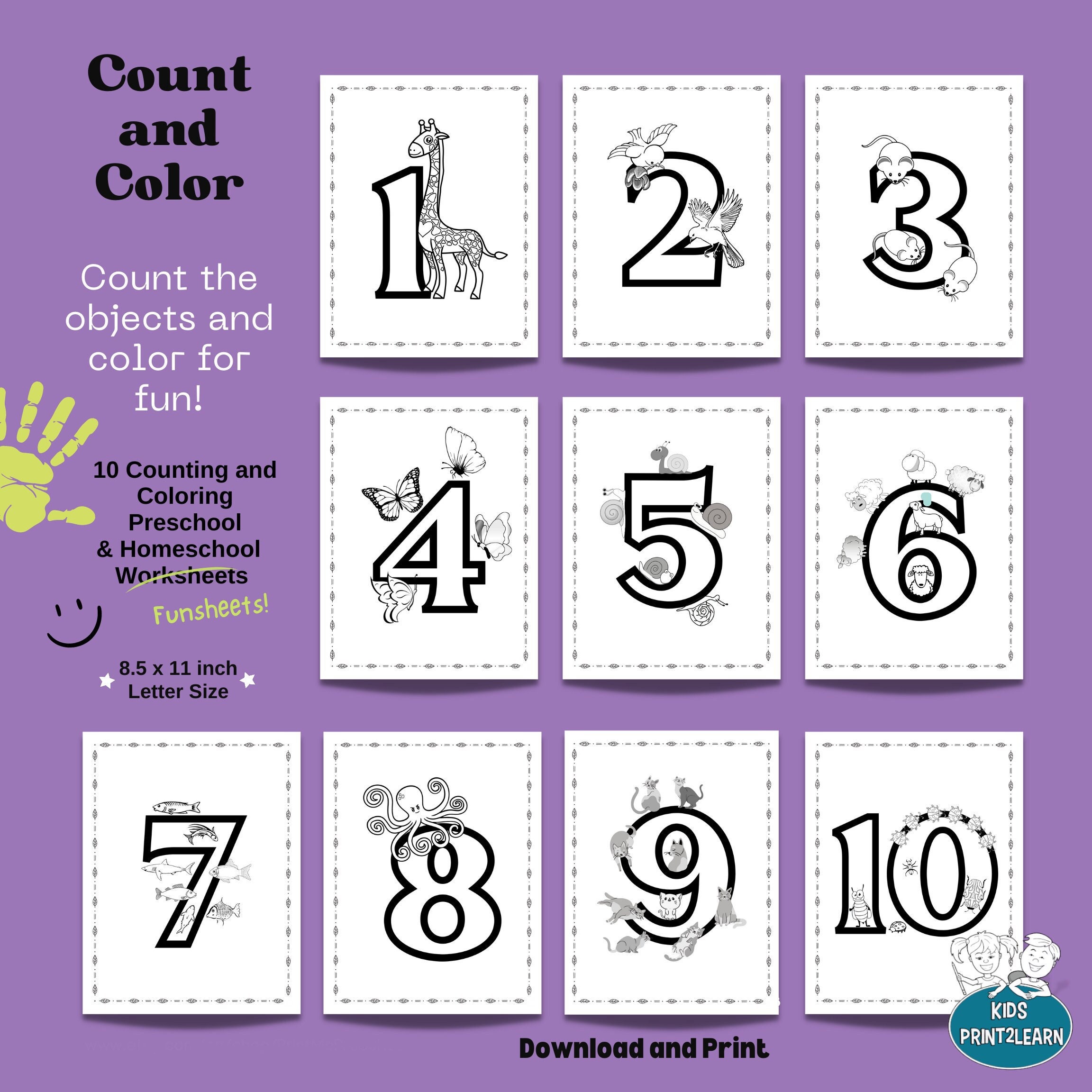 Count & Color Worksheets 1,2,3 Worksheets Prek Worksheets Counting Kg ...