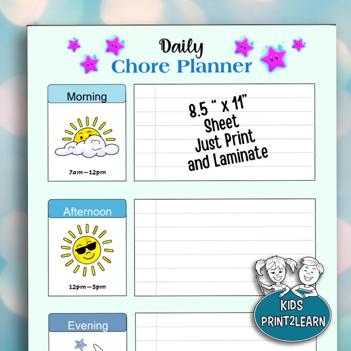 Daily Chore Chart ~ Chore Charts, 1,2,3 Worksheets, Editable Chore ...