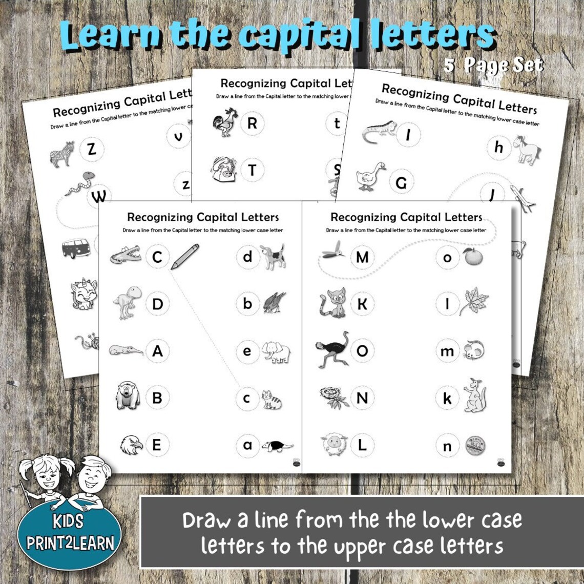 Animal ABC Printable: Uppercase & Lowercase Matching Worksheet (PDF ...