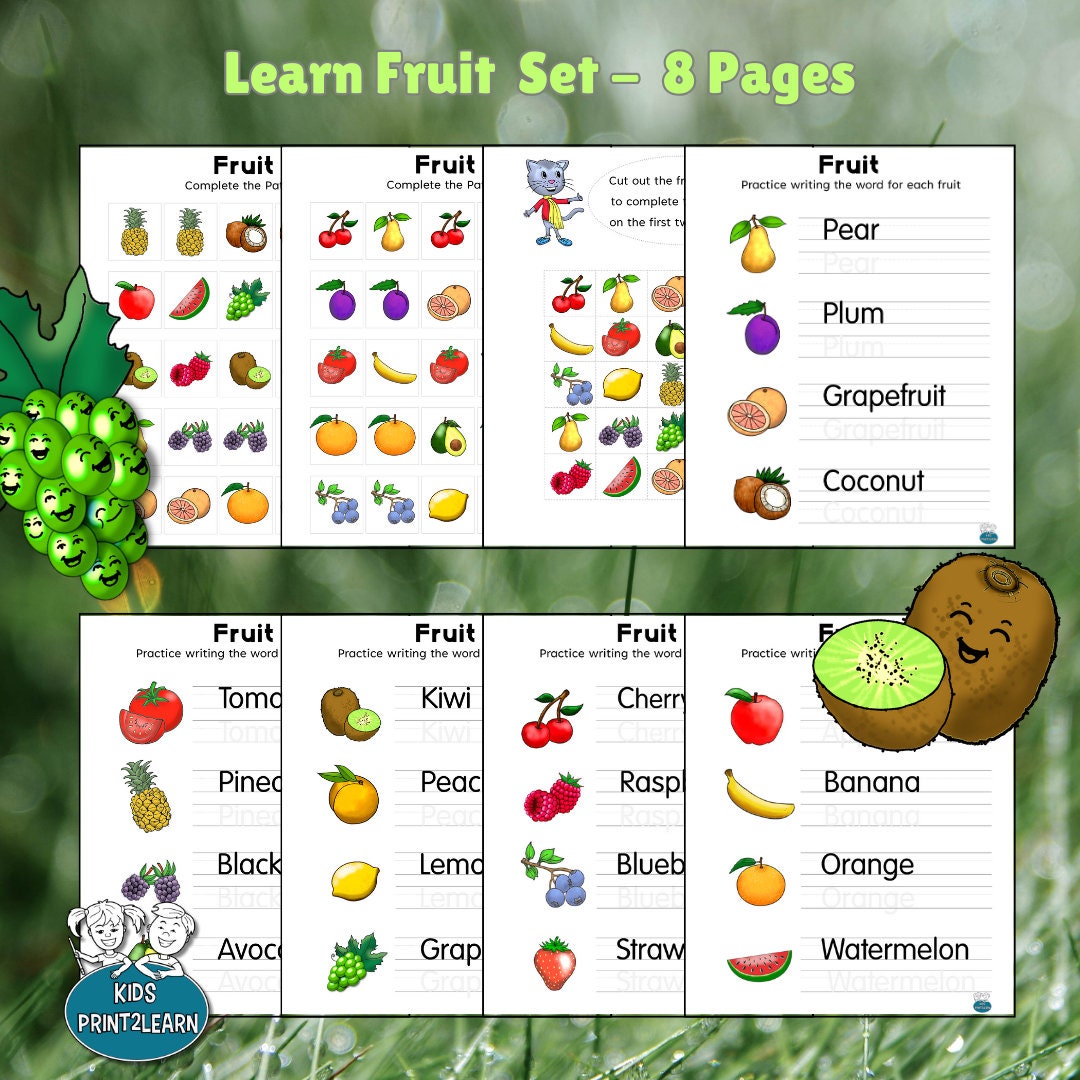 Learn Fruit and Complete Patterns ~ Fruits Sorting, Writing, 1,2,3 ...
