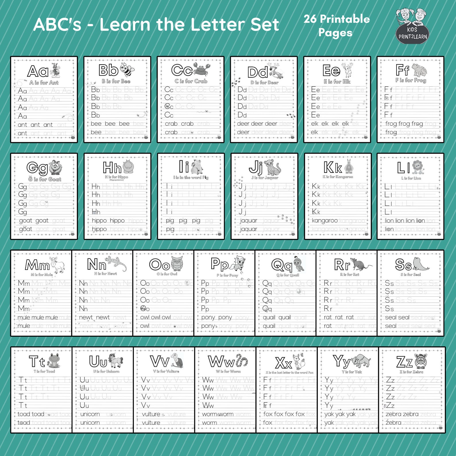 ABC Trace the Letters Worksheets ~ Alphabet Tracing, ABC Phonics ...