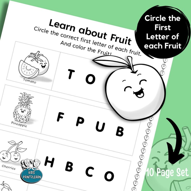 Learn About Fruit Match the Fruit, Fruits Sorting,123 Worksheets, Sort ...